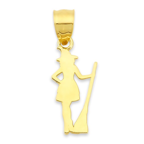 Golden Fire Jewelry | Jewelry | Solid 4k Gold Witch With Broomstick ...